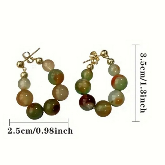 Jewelry | Elegant Jade Multicolored Beaded Hoops Nwt | Poshmark